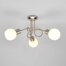 LINDBY Deckenlampe Elaina, &Oslash; 38cm, 3-flg., nickel, Glas, E14