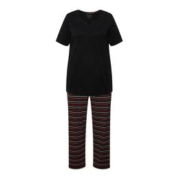 Ulla Popken Pyjama Damen Gr&ouml;&szlig;e XXXL/4XL mischfarben / schwarz Winterkleid