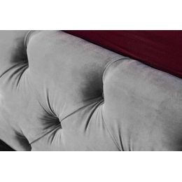 Riess Ambiente Design Doppelbett PARIS 180x200cm silber grau Samt Chesterfield Riess-Ambiente