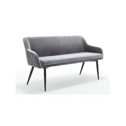 Salesfever Sitzbank elegant 160 cm mit Diamantsteppung und Bezug aus Samt in Grau | Gr.: onesize
