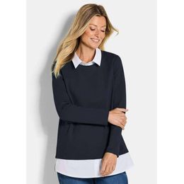 GOLDNER Sweatshirt Elegantes 2-in-1 Business-Oberteil in marine / wei&szlig; | Gr.: 40