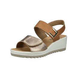 Keilsandalette IMac "IMac Sandalen Leder", Damen, Gr. 40, champagne, Leder, Schuhe