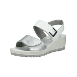 Keilsandalette IMac "IMac Sandalen Leder", Damen, Gr. 39, silber, wei&szlig;, Leder, Schuhe