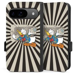 DeinDesign Google Pixel 9 Handy Klapphülle Handyhülle aus Kunst Leder schwarz Flip Case Donald Duck Official Licensed Product Disney Sideflip mit Lasche