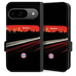 DeinDesign Google Pixel 9 Handy Klapphülle Handyhülle aus Kunst Leder schwarz Flip Case Fcb Fc Bayern München Stadium Sideflip mit Lasche