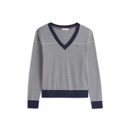 Tommy Hilfiger Pullover Damen Gr&ouml;&szlig;e L dunkelblau / wei&szlig;