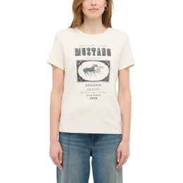 Kurzarmshirt Mustang "Damen Style Rosewood", Damen, Gr. M, sanftes wei&szlig;, Jersey, 100% Baumwolle, Rundhals, Shirts