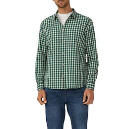 Langarmhemd s.Oliver, Herren, Gr. XXL, N-Gr, grün (grün check), Web, Obermaterial: 100% Baumwolle, kariert, regular fit taillenbedeckt, Manschette, Hemden, mit Karo Muster