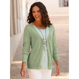 Cardigan Casual Looks, Damen, Gr. 44, gr&uuml;n (eucalyptus), 100% Baumwolle, unifarben, Strickjacken