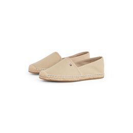 Tommy Hilfiger Damen Espadrille "FLAG CANVAS ESPADRILLE", Gr. 42, beige, Baumwolle, Schuhe, Slipper, Flats, Bequemschuh mit Bastbezug und Ziernähten