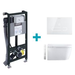 Duravit SensoWash Starck f Wand-Dusch-WC Plus Compact, mit Vorwandelement, mit Betätigungsplatte, 650000012004320+WD1014000000+WD5003012000, Compact