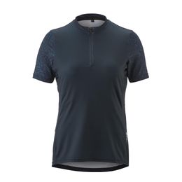 Radtrikot Gonso "Adventure Jersey Halfzip W", Damen, Gr. 36, blau (nachtblau), 88% Polyester (recycelt), 12% Elasthan, Rundhals, Trikots, Damen Fahrradtrikot kurzarm, R&uuml;ckentasche mit RV, Quick-Dry, Slim Fit