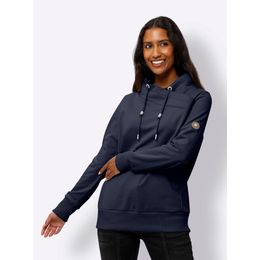 Sweatshirt Heine, Damen, Gr. 42, blau (marine), 50% Baumwolle, 50% Polyester, unifarben, Rundhals, Sweatshirts Sweatshirt