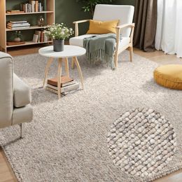ELLE DECORATION Teppich &raquo;Rocco&laquo; rechteckig 10 mm H&ouml;he L&auml;ufer, waschbar, Wohnzimmer, Esszimmer, Woll-Optik Creme Multifarben Obermaterial: 100%...