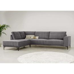 Places of Style Ecksofa »Polsterecke Oland, Struktur, Flachgewebe, Luxus-Microfaser, Boucle« L-Form, 289 cm, Wellenunterfederung, Skandi-Design,...