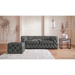 Home Affaire Chesterfield-Sofa &raquo;Kalina&laquo; mit klassischer Chesterfield-Knopfheftung grau