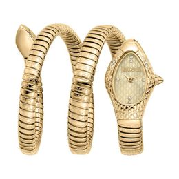 JUST cavalli time Quarzuhr »Aurelia« Armbanduhr, Damenuhr, Edelstahlarmband, analog, Kristallsteine goldfarben-champagnerfarben Edel wirkende...