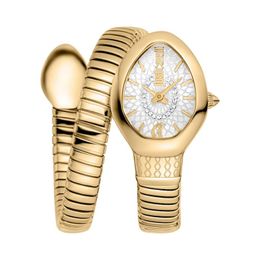 JUST cavalli time Quarzuhr »Eclisse« Armbanduhr, Damenuhr, Edelstahlarmband, analog, Kristallsteine goldfarben-silberfarben Attraktive Armbanduhr