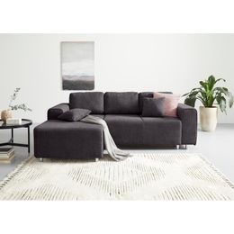 Home Affaire Ecksofa &raquo;Gy&ouml;r&laquo; L-Form, wahlweise mit Bettfunktion und Bettkasten incl. 2 Zierkissen grau 100% Polyester