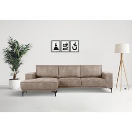 Places of Style Ecksofa »Polsterecke Oland, Struktur, Flachgewebe, Luxus-Microfaser, Boucle« L-Form, 280 cm, Wellenunterfederung, Skandi-Design,...