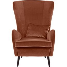Home Affaire Sessel &raquo;Sallito, TV-Sessel, Ohrensessel mit&laquo; Hocker, in vielen Bezugsqualit&auml;ten, auch in Samtcord orange Struktur Hahnentritt (67% 