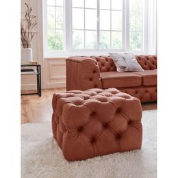 Home Affaire Polsterhocker &raquo;Kalina&laquo; mit klassischer Chesterfield-Knopfheftung, passend zur Serie "Kalina" braun Struktur (100% Polyester);Samtoptik (