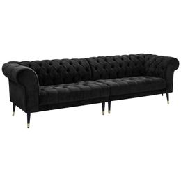 Home Affaire Chesterfield-Sofa &raquo;Tinnum&laquo; schwarz Luxus-Microfaser Vintageoptik (66% PU, 27% Polyester, 7% Baumwolle);Struktur weich( 97% Polyester, 3% 