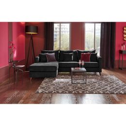 Home Affaire Ecksofa &raquo;Renesse L-Form&laquo; lose Kissen, Keder an Sitzkissen schwarz Samtvelours 100% Polyester;Luxus-Microfaser ALTARA NUBUCK (100% 