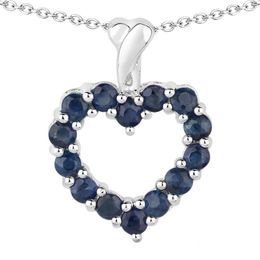 VIRA JEWELS Kette mit Anhänger »925 Sterling Silber rhodiniert Safir« weiß 46,0cm 925 Silberanhänger in Herzform mit 14x Saphir besetzt