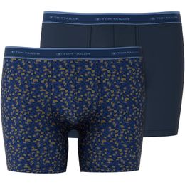 Tom Tailor Langer Boxer 2er-Pack, bequem, eng, elastisch, Logobund, Baumwollmix, mit Muster blau-dunkel-allover 4S 4S Herren Unterhose von Tom Tailor