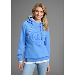 DELMAO Kapuzensweatshirt Weiche Baumwollmischung mit Print, Kordel und maritimen Details azurblau 36/38 36/38 Kapuzensweat