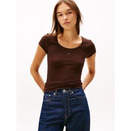 Tommy Jeans Kurzarmshirt »TJW SLIM IRREGULAR RIB SS« in gerippter Struktur Rich Brown L (40) L (40) Kurzarmshirt von Tommy Jeans