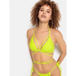 LSCN BY LASCANA Triangel-Bikini-Top »Gina« mit langem Bindeband lime 40 - Cup C/D Cup C/D 40 Cup mit Zierbändern
