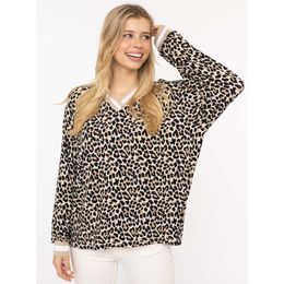 Zwillingsherz Damen Blusenshirt &raquo;"Leo"&laquo; V-Neck, Animal Print, sportive B&uuml;ndchen S/M