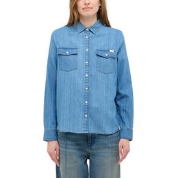 Mustang Hemdbluse »Damen Style Sedana Basic Shirt« Blau 500 38 38 Lässiger Schnitt