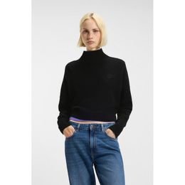 HUGO BLUE Stehkragenpullover »Sesty« in Cropped-Länge, Oversize Fit Black 001 XL XL Pullover von HUGO Blue Womenswear