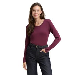 Tom Tailor Langarmshirt mit Rundhalsausschnitt und Stretch bordeaux red XXL XXL Shirt f&uuml;r Damen von Tom Tailor