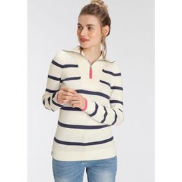 Kangaroos Troyer mit Reißverschluss im klassischen Streifen-Design wollweiß-blau 36/38 36/38 Gestreifter Pullover mit Stehkragen von Kangaroos