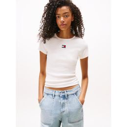 Tommy Jeans Kurzarmshirt »TJW SLIM BADGE RIB TEE« mit gerippter Struktur Ancient White XS (34) XS (34) Damenshirt von Tommy Jeans