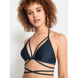 LSCN BY LASCANA Triangel-Bikini-Top »Gina« mit langem Bindeband nachtblau 40 - Cup C/D Cup C/D 40 Cup mit Zierbändern