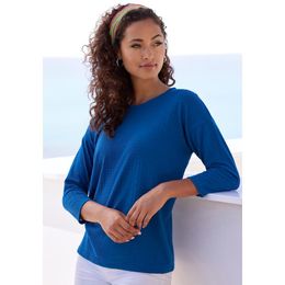 Vivance Damen Langarmshirt &raquo;mit modischer Struktur&laquo; 2er-Pack, aus b&uuml;gelfreier Qualit&auml;t mit Baumwolle blau 36/38