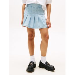 Tommy Hilfiger Mädchen Jeansrock "DENIM PLEATED SKIRT"drapeylight, Gr. 4, unifarben, Web, Obermaterial: 98% Baumwolle, 2% Elasthan, Röcke, für Kinder