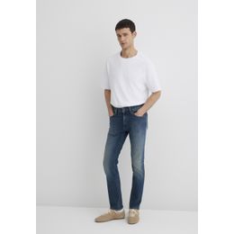 Straight-Jeans Mavi "MARCUS", Herren, Gr. 30, L&auml;nge 32, used indigo ultra move, 86% Baumwolle, 12% recyceltes Polyester, 2% Elasthan, slim fit normal, Jeans Straight-Jeans, Slim Straight Jeans