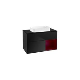 Villeroy & Boch V&B Waschtischunterschrank Wandbeleuchtung Finion 100x60,3 cm, Reg re Peo, bla m lacquer ; Villeroy & Boch (G662HBPD)