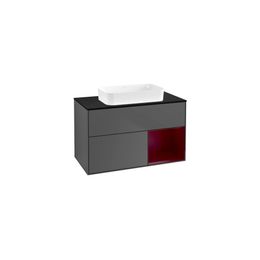 Villeroy & Boch V&B Waschtischunterschrank Wandbeleuchtung Finion 100x60,3 cm, Reg re Peo, Anthracite matt ; Villeroy & Boch (G662HBGK)
