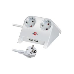 Fa.Brennenstuhl Desktop-Power USB-Charger mit 2 USB Ladebuchsen 2100mA 2-fach weiß poliert 1,8m ; Brennenstuhl (1153520222)