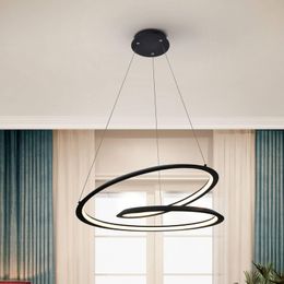 LED-Hängeleuchte Looping, schwarz. Metall, Alu. Ø 60 cm