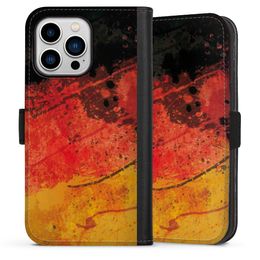 iPhone 13 Pro Handy Klapphülle Handyhülle aus Kunst Leder schwarz Flip Case Germany Flag Flags Sideflip mit Lasche