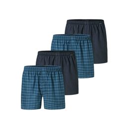 Schiesser Web-Boxershorts 4er Pack in Dunkelblau/Petrol | Gr.: XXL