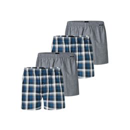 Schiesser Web-Boxershorts 4er Pack in Blau/Grau | Gr.: M